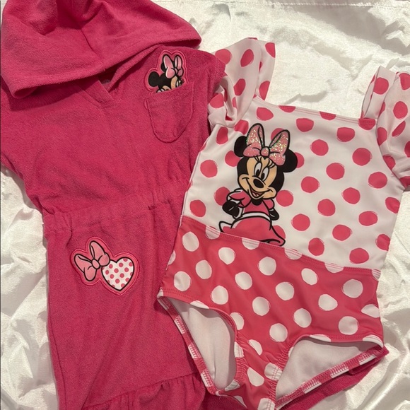 Disney | Swim | Disney Minnie Mouse Pink Polka Dot Swim One Piece And ...